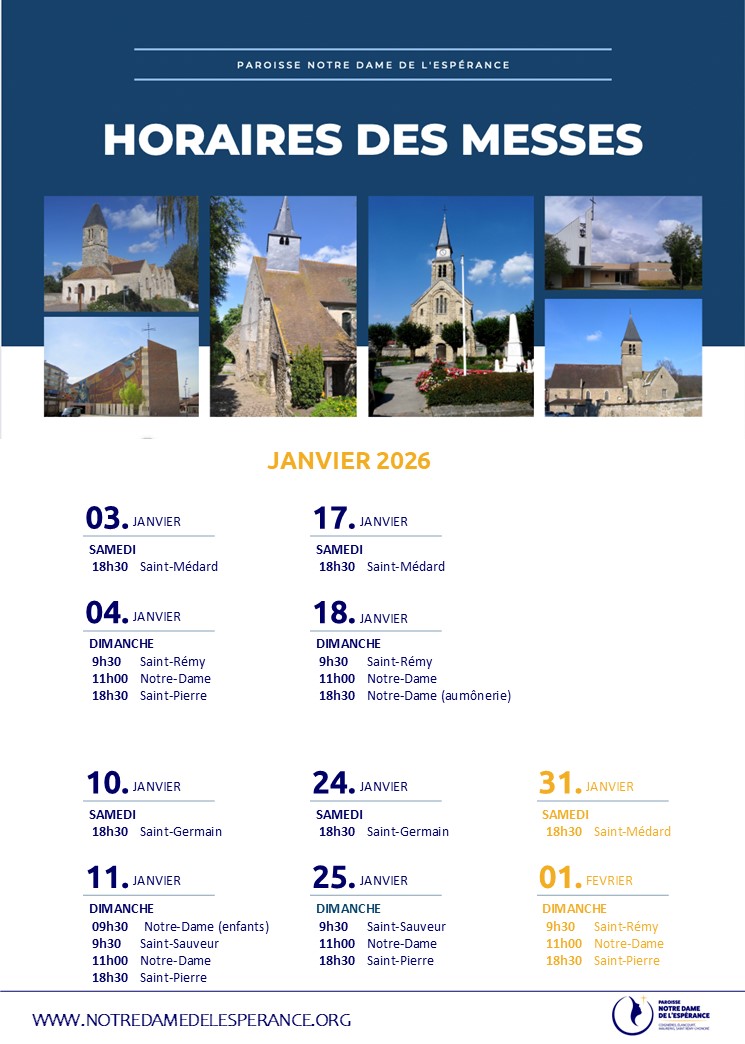 Horaires des Messes – Notre Dame de l'Espérance